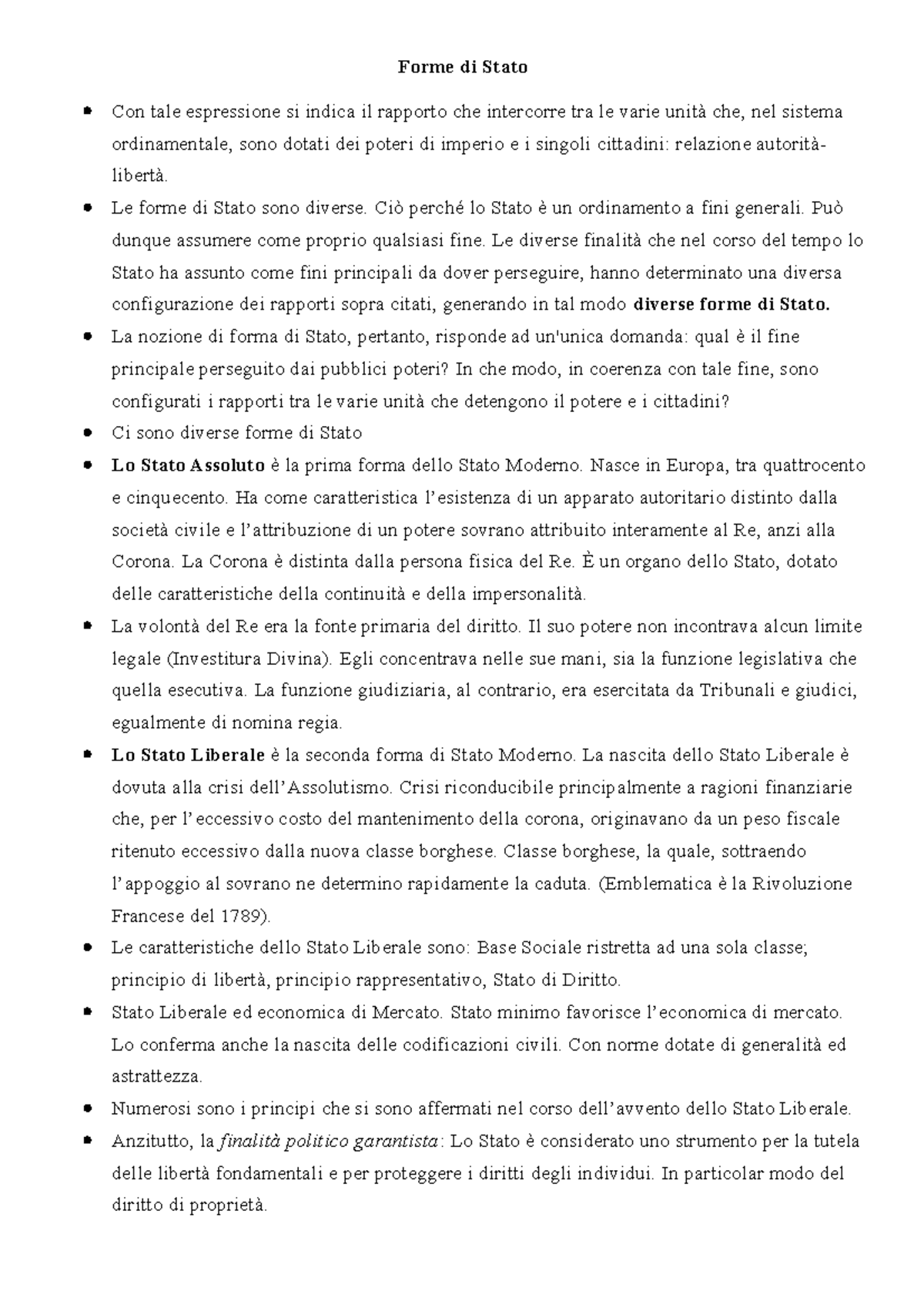 Forme di Stato schema - Forme di Stato Con tale espressione si indica ...