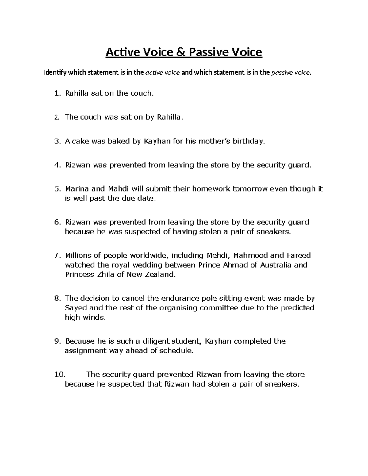 Passive Voice Worksheet Worksheet