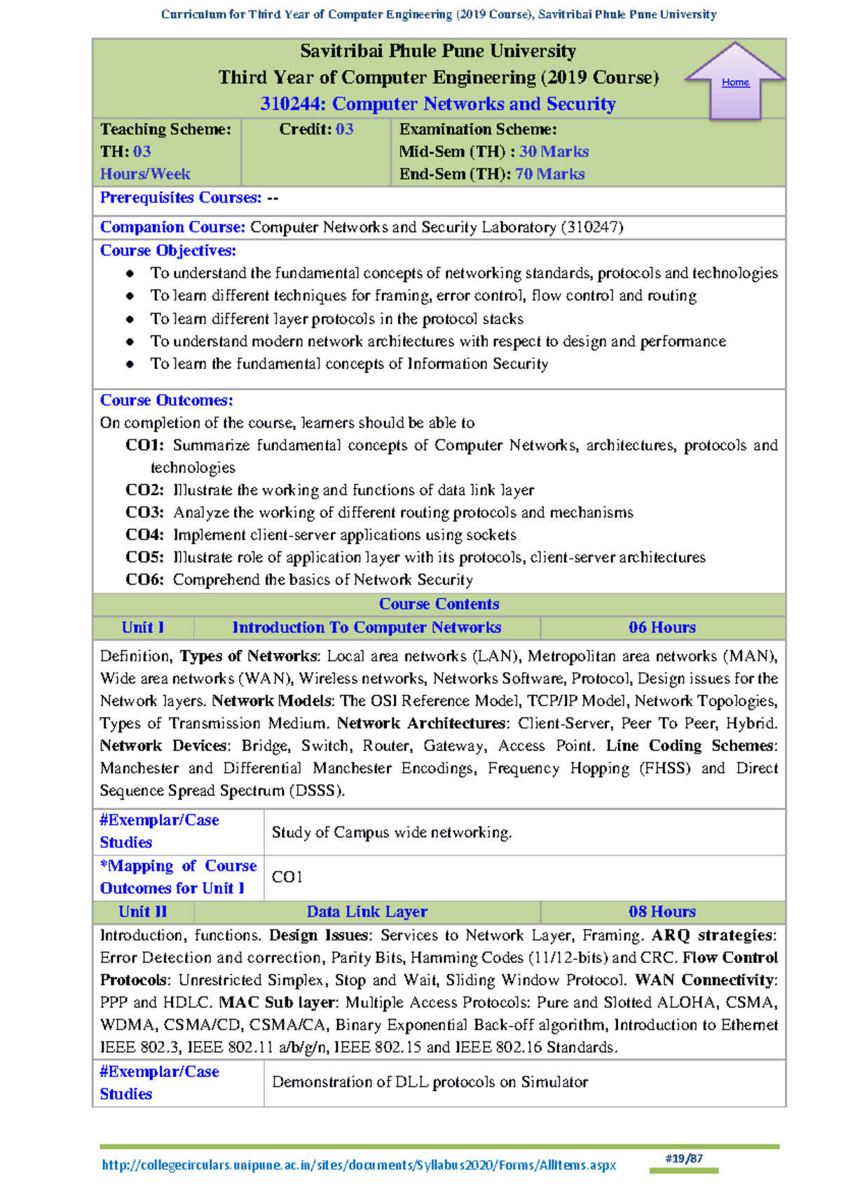 CNS syllabus - Curriculum for Third Year of Computer Engineering (2019 ...
