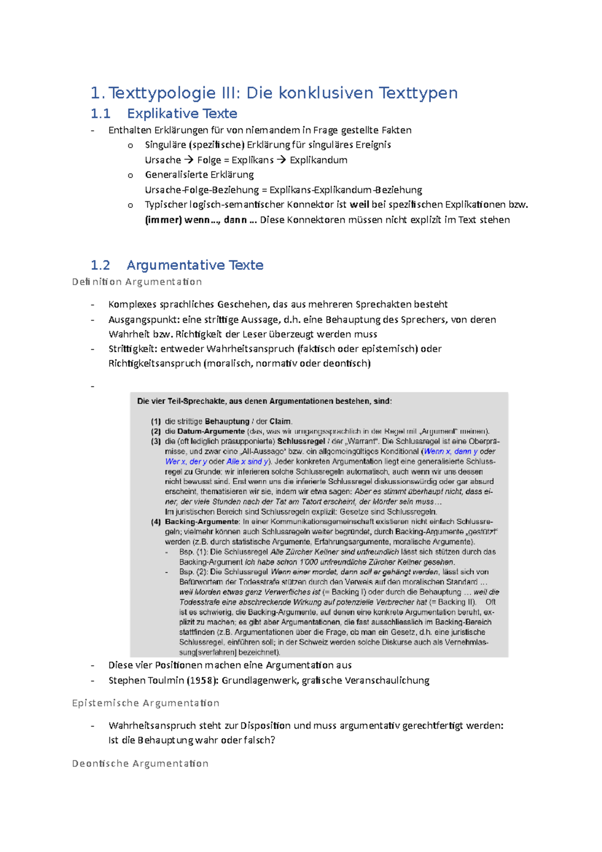 Zusammenfassung Textanalyse Vorlesung 4 - 1 III: Die konklusiven ...
