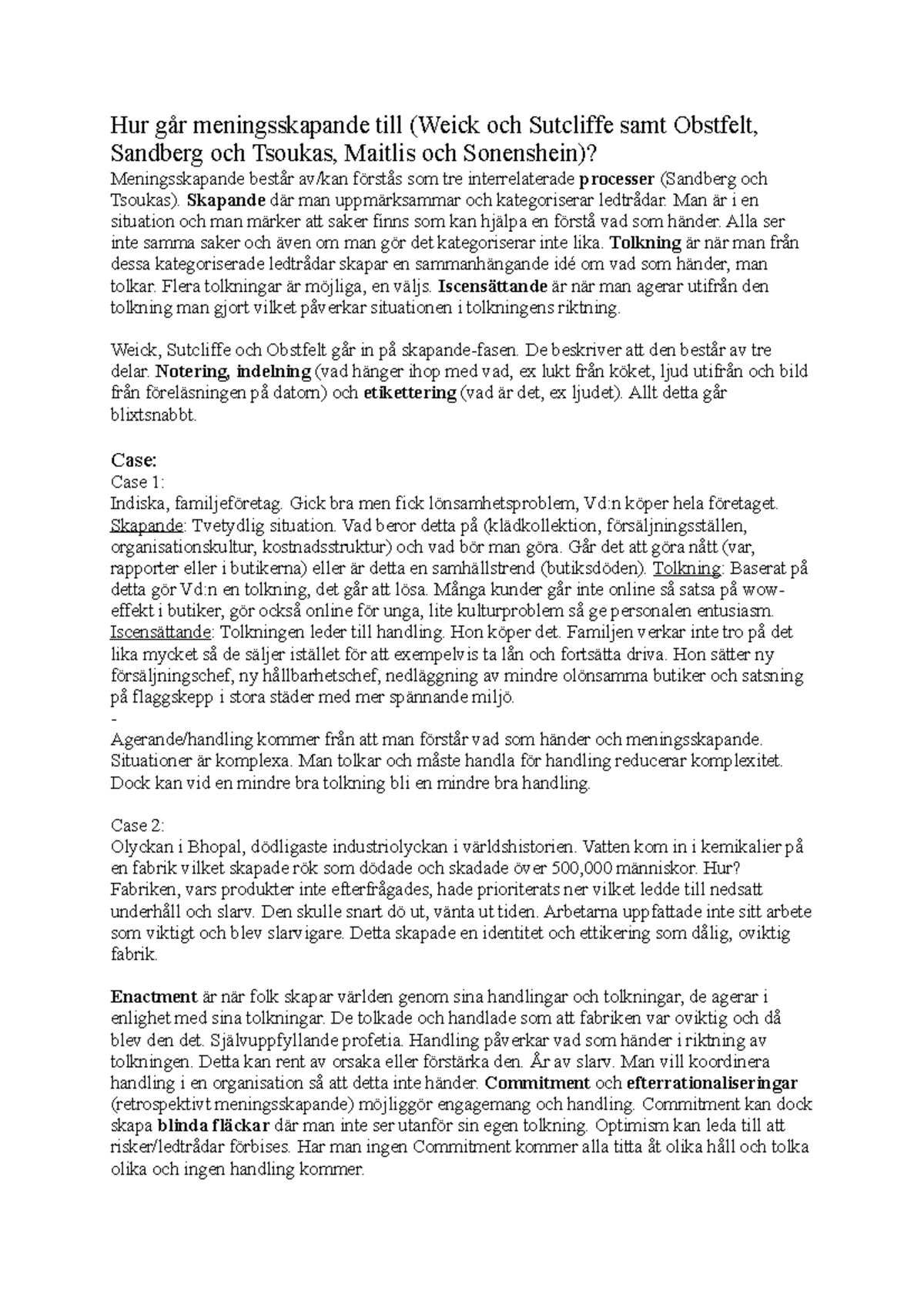 Hur går meningsskapande till - Hur går meningsskapande till (Weick och ...