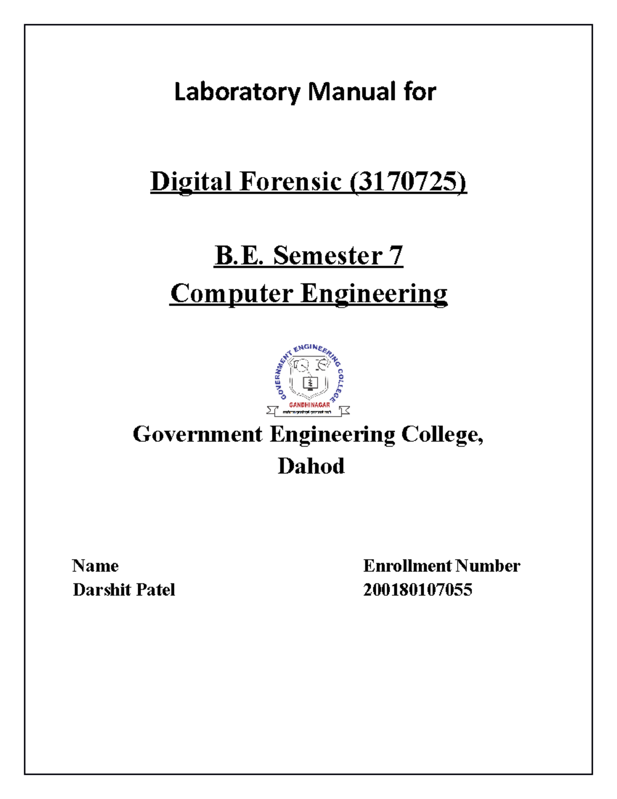 2001 80107055 DF Lab Manual - Laboratory Manual for Digital Forensic ...