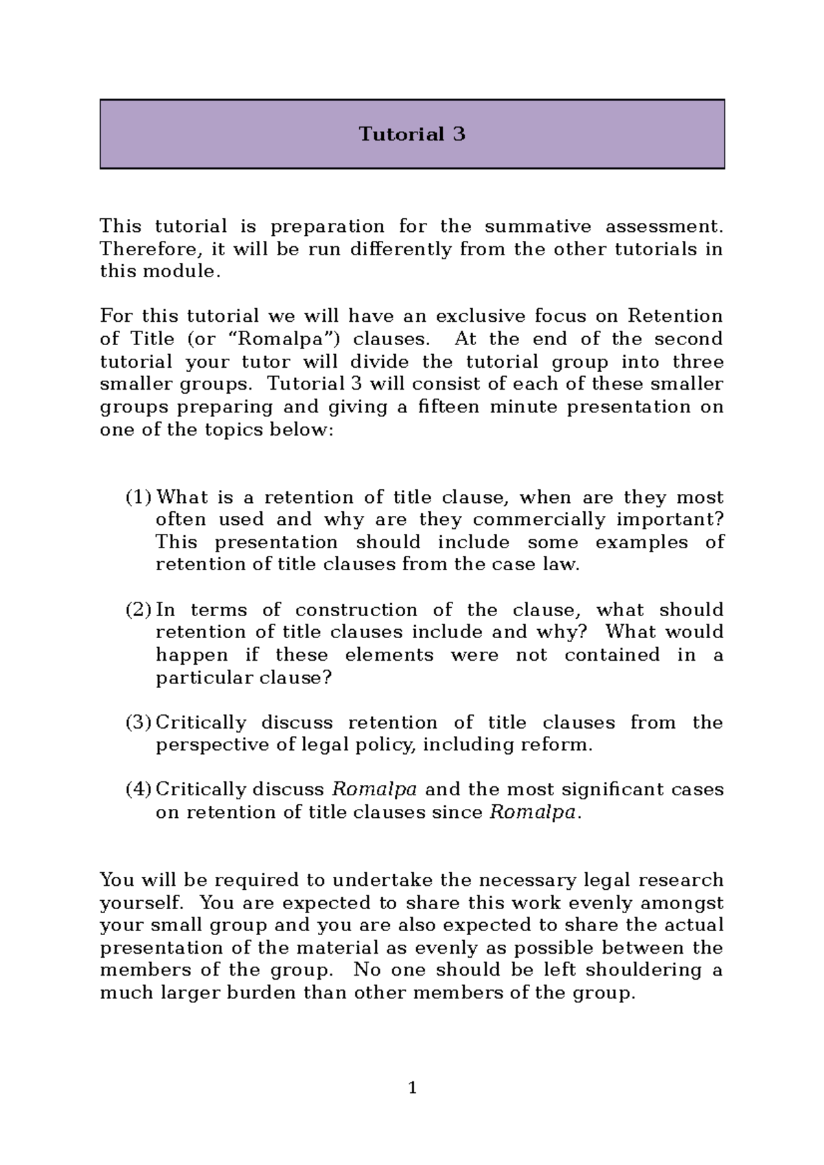 Commercial tutorial 3 handout 2022-23 - Tutorial 3 This tutorial is ...