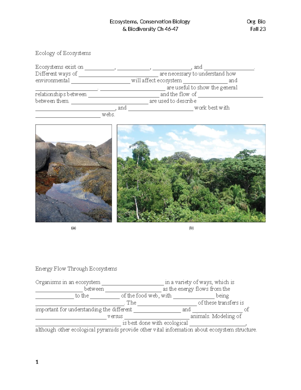 Ecology Conservation Biology Ch 46-47Lecture Outline - & Biodiversity ...