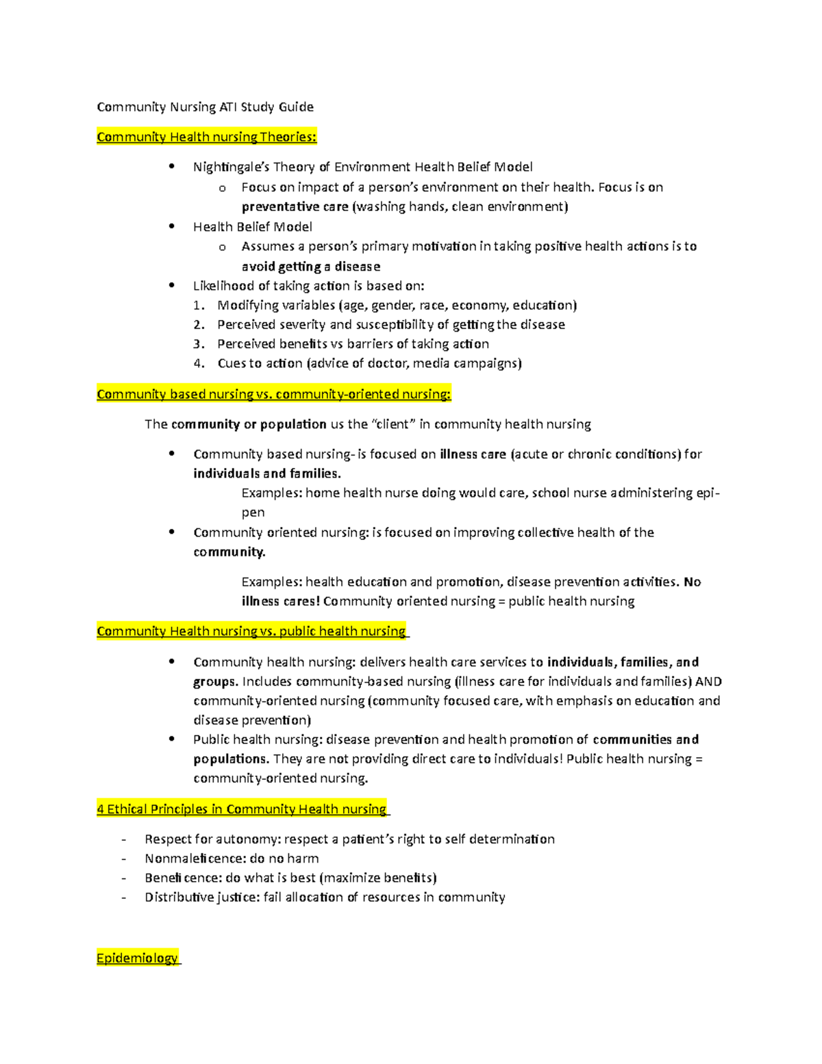 Community Nursing ATI Study Guide - Community Nursing ATI Study Guide ...