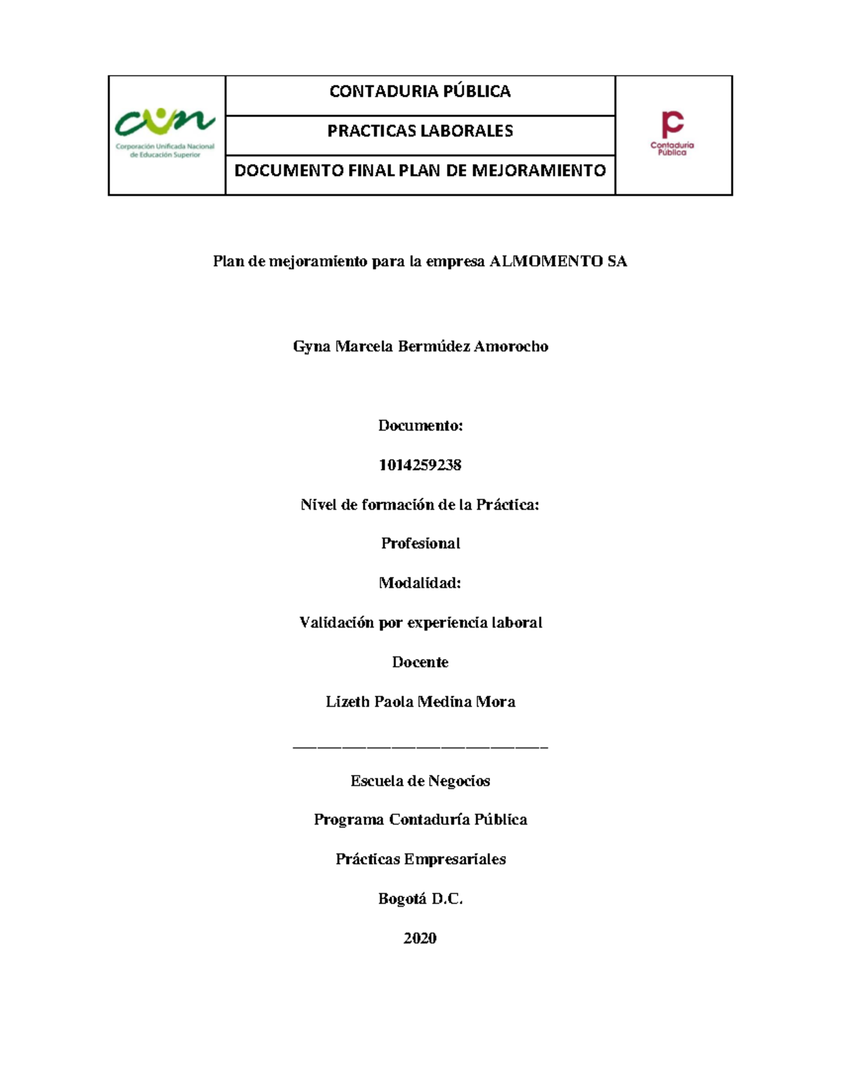 Final Contabilidad - PRACTICAS LABORALES DOCUMENTO FINAL PLAN DE ...