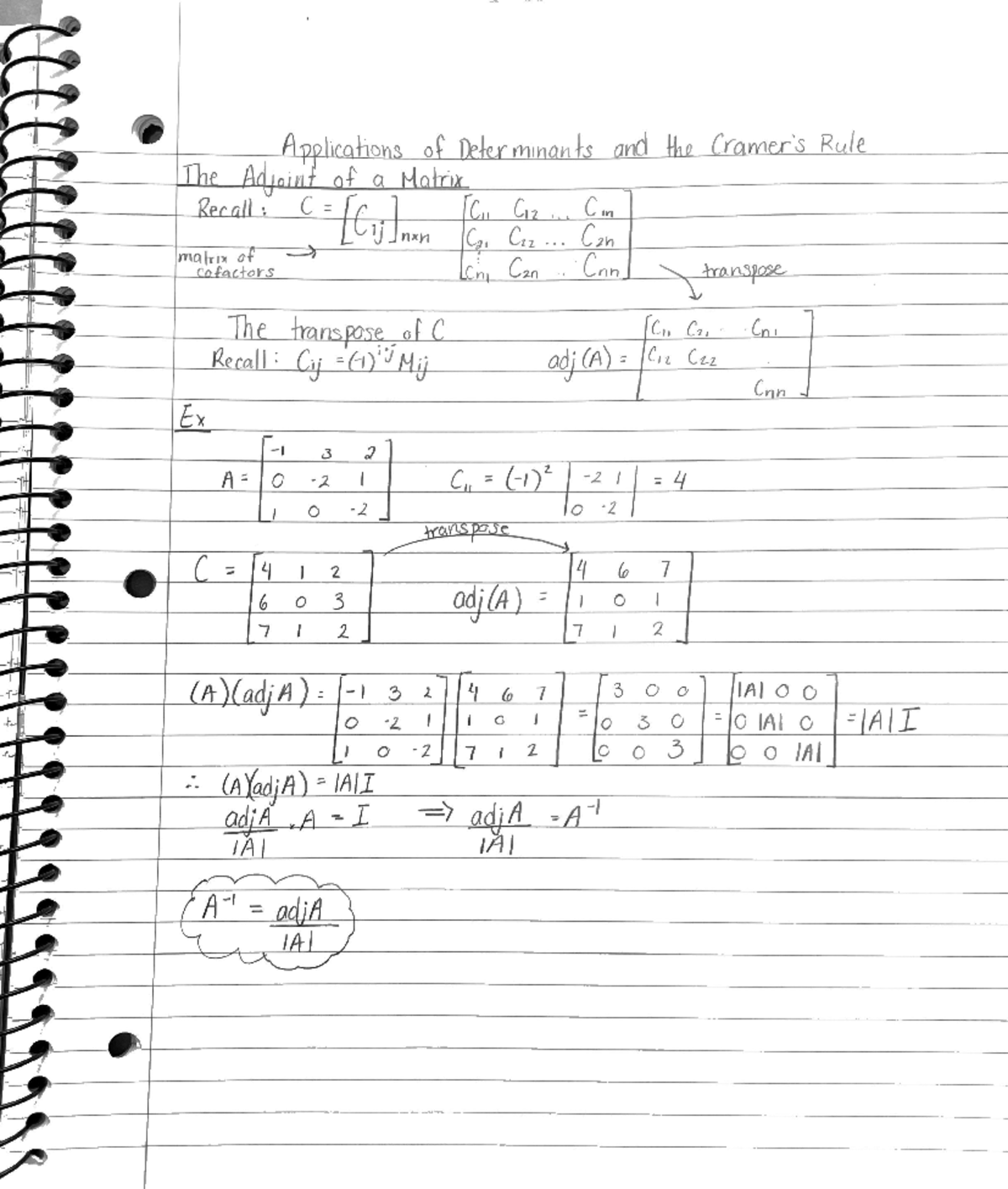 Applications of determinants and the Cramer’s rule - Math 20F - Studocu