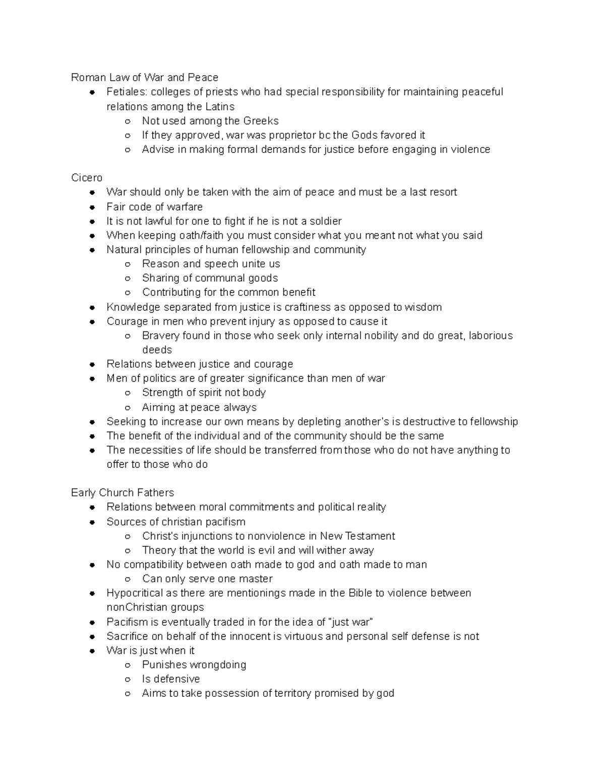 Pacifism - lecture notes - Roman Law of War and Peace Fetiales ...
