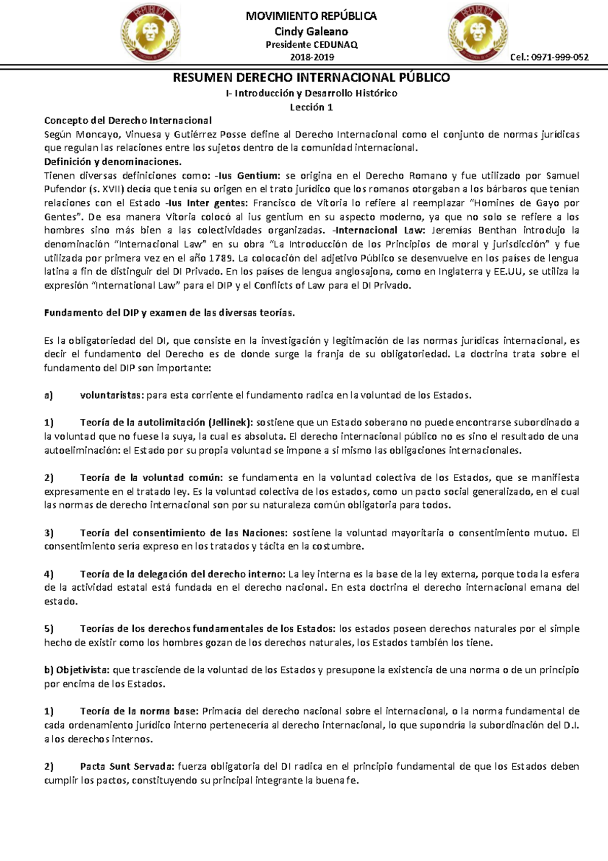 Resumen de Derecho Internacional Público 2018 - Warning: TT: undefined function: 32 Warning: TT ...