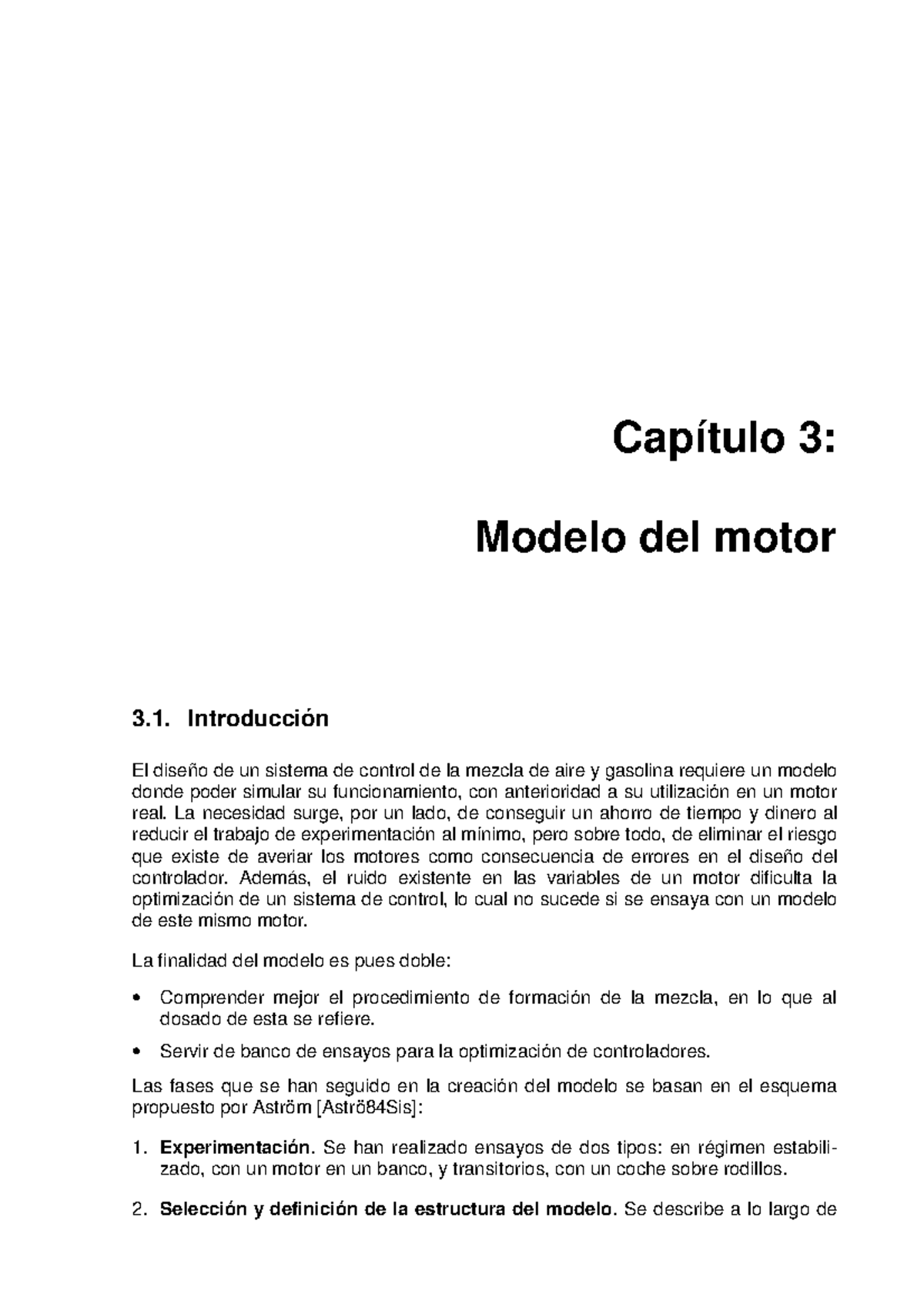 Teoria cap 3 motor - Capítulo 3: Modelo del motor 3. Introducción El diseño de un sistema de ...