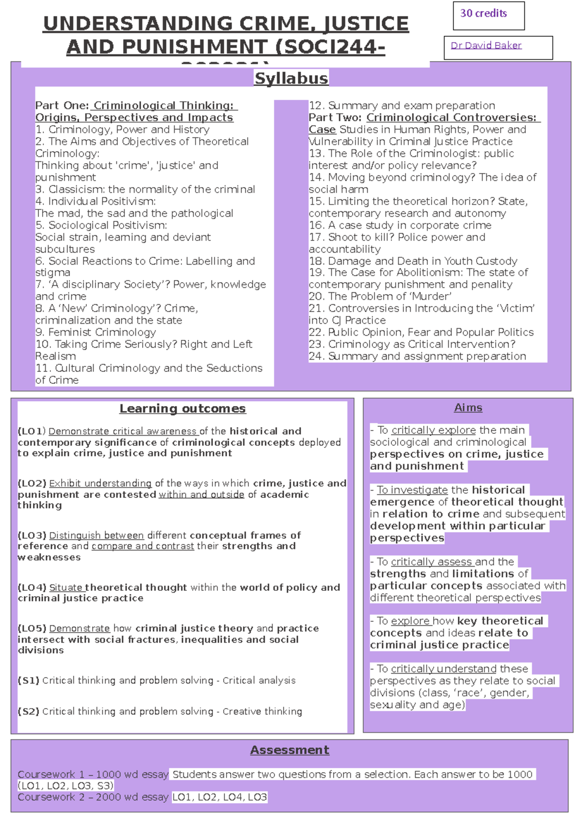 Understanding Crime, Justice AND Punishment (SOCI244-202021 - Syllabus ...
