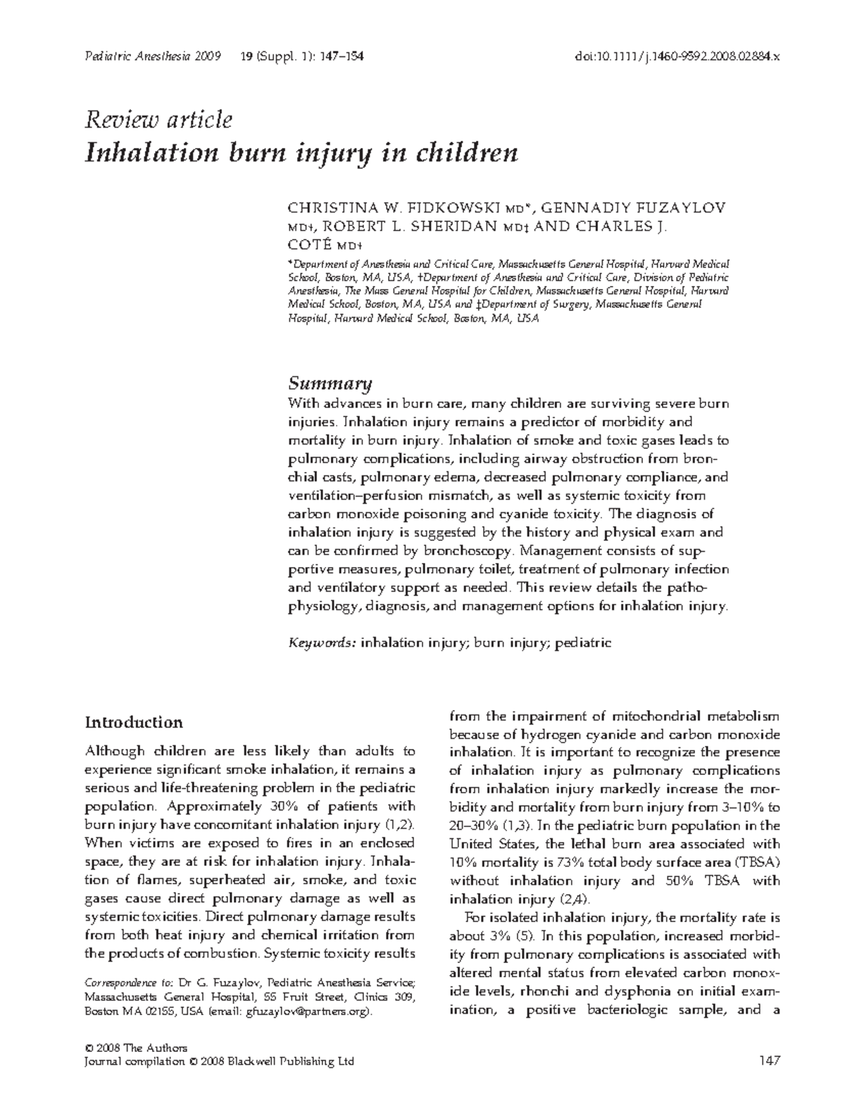 Content Server 6 - Review article Inhalation burn injury in children ...