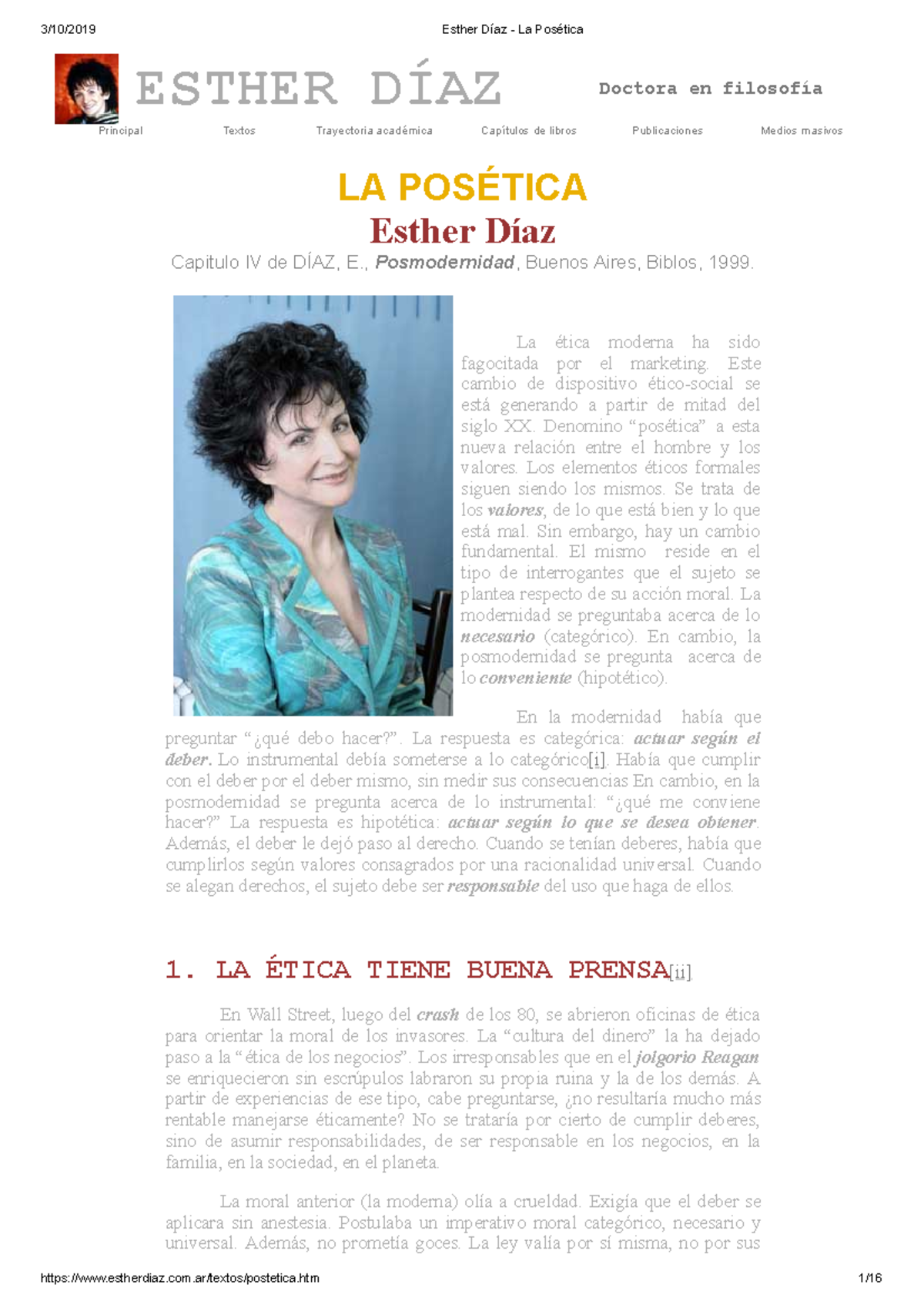 Esther Díaz - La Posética - Esther La ESTHER Principal Textos ...