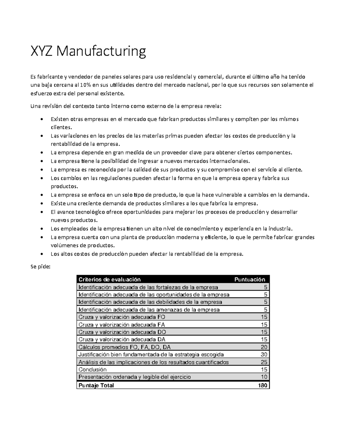 Control I XYZ Manufacturing (formativo) - XYZ Manufacturing Es ...