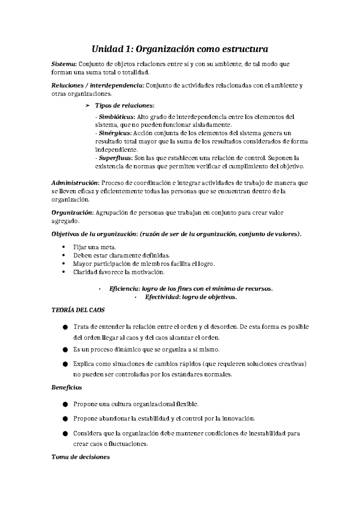 1er Parcial - ... - Unidad 1: Organización como estructura Sistema: Conjunto de objetos ...
