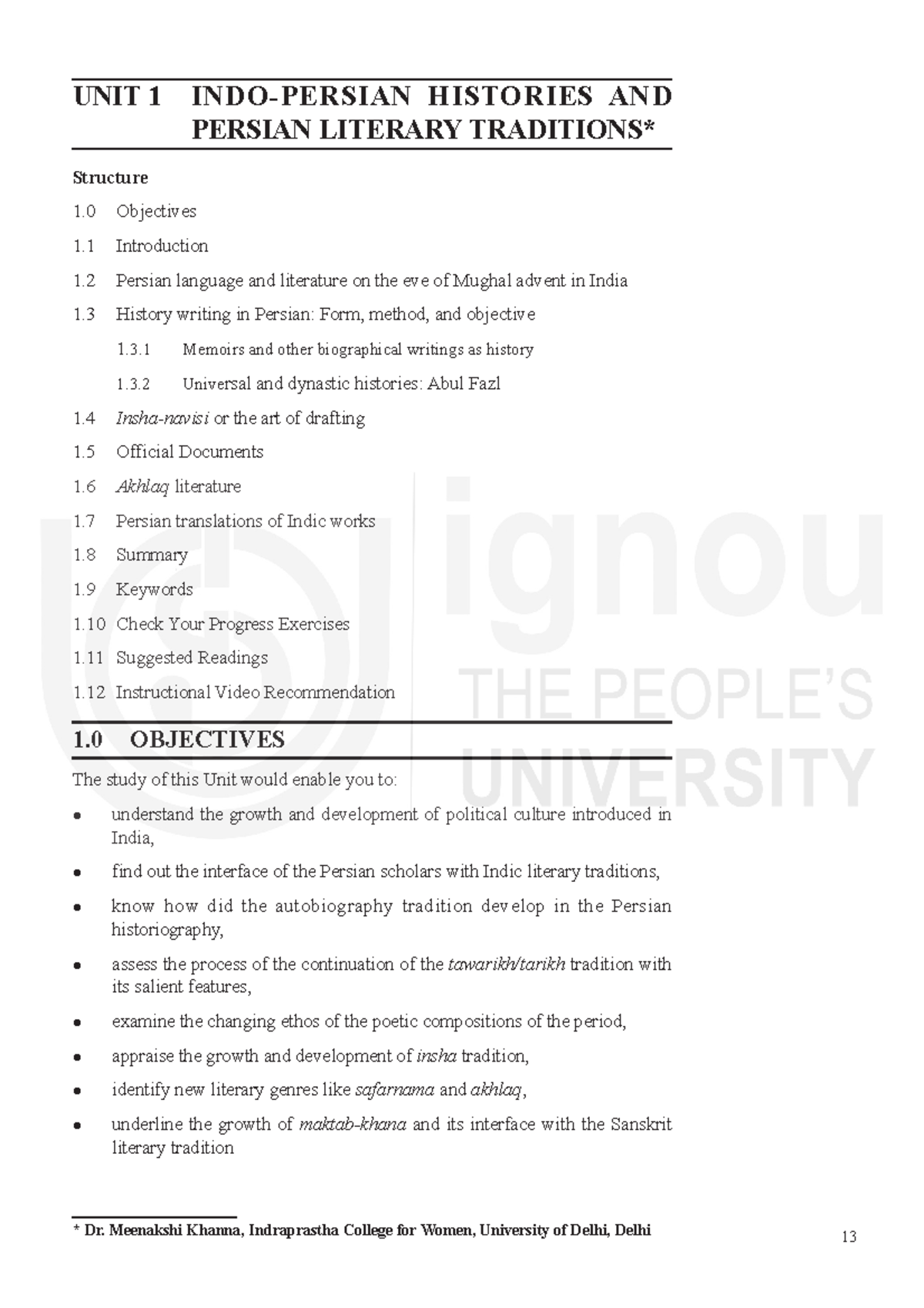 Unit-1 - Question - Indo-Persian Histories and Persian Literary ...