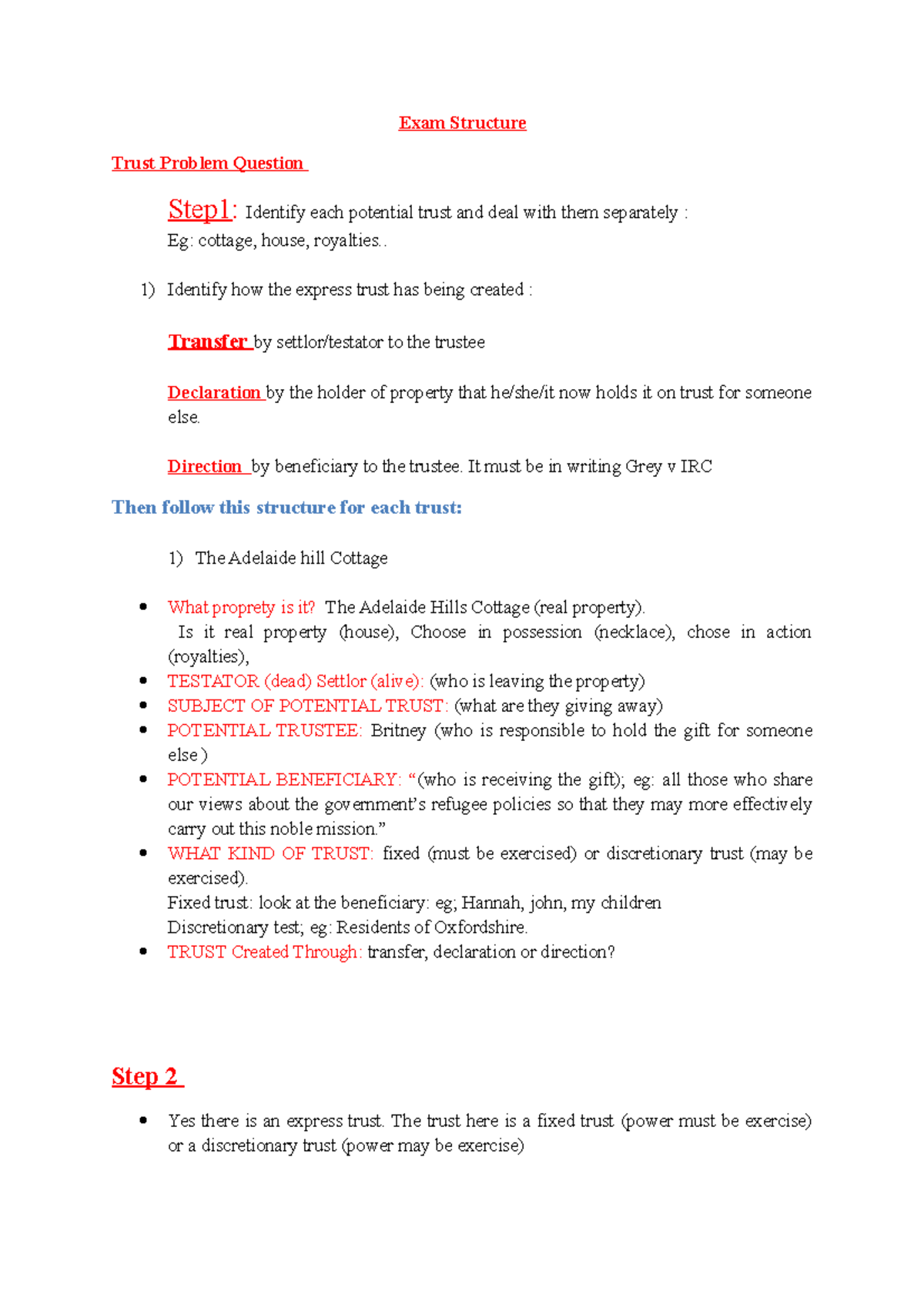 Finale Exam express trust Structure - Exam Structure Trust Problem ...
