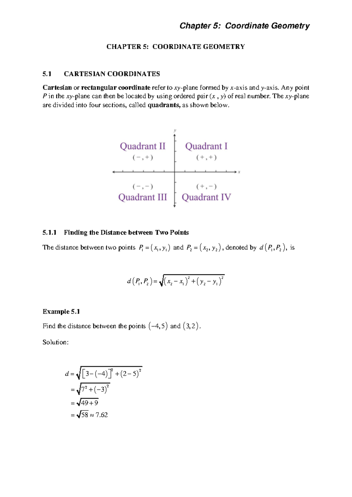 Chapter 5 Geometry Coordinates new - CHAPTER 5 : COORDINATE GEOMETRY 5 ...