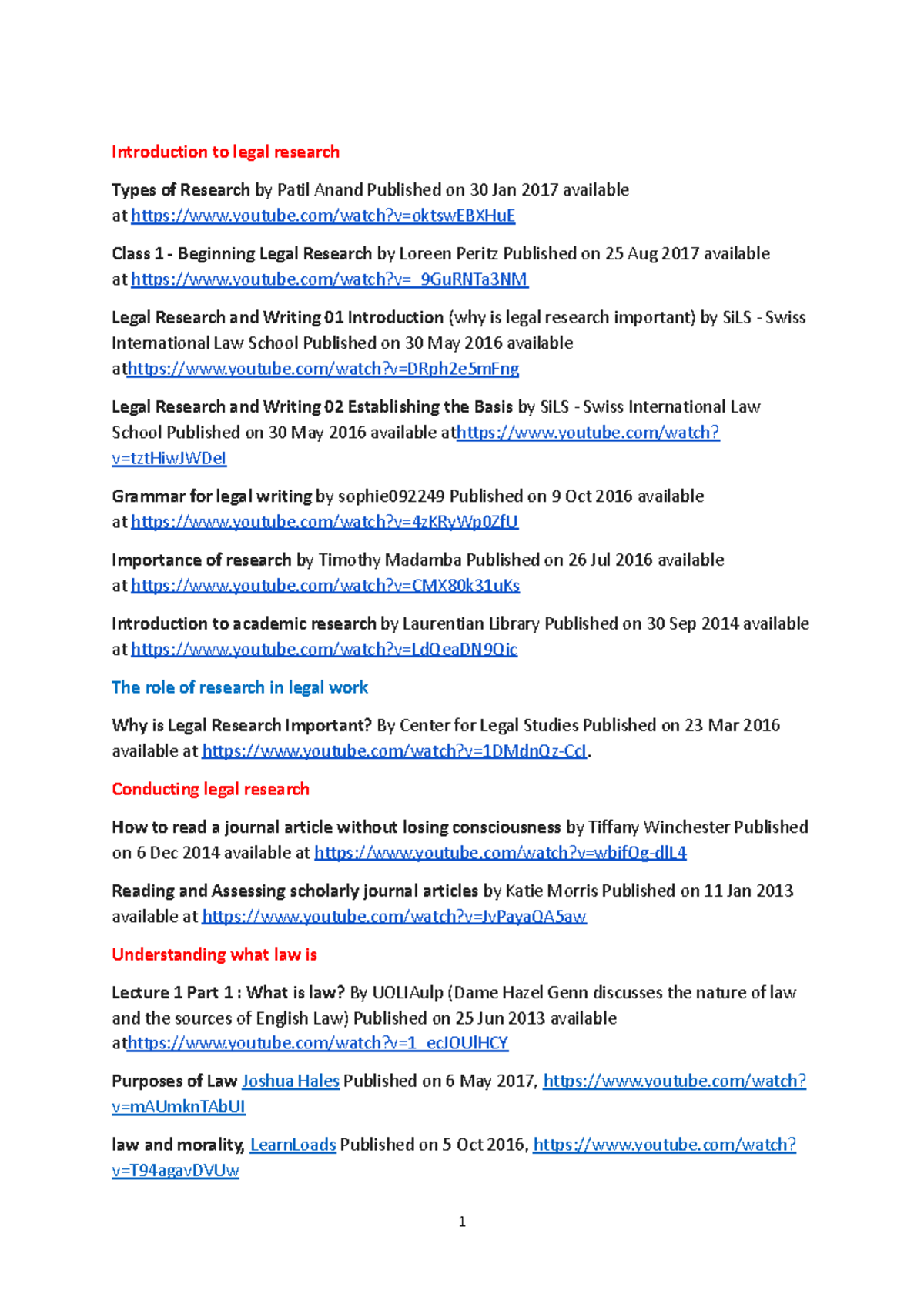 Introduction to legal research - Conducting legal research How to read ...