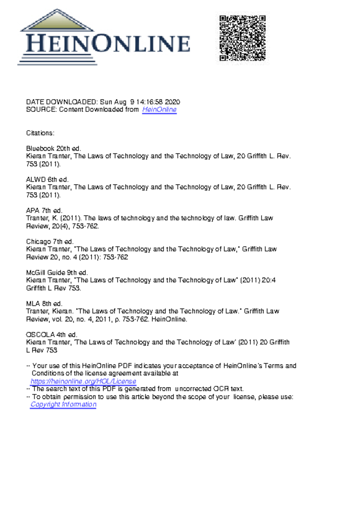 The laws of Technology and the technology of law - DATE DOWNLOADED: Sun ...