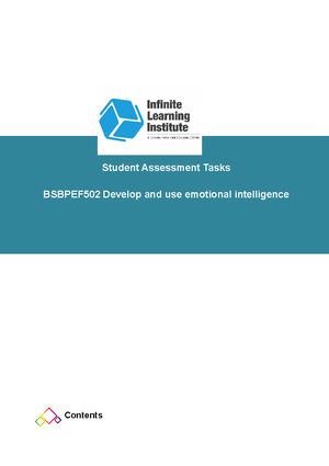 Student Assessment Tasks BSBPEF502 Develop and use emotional ...