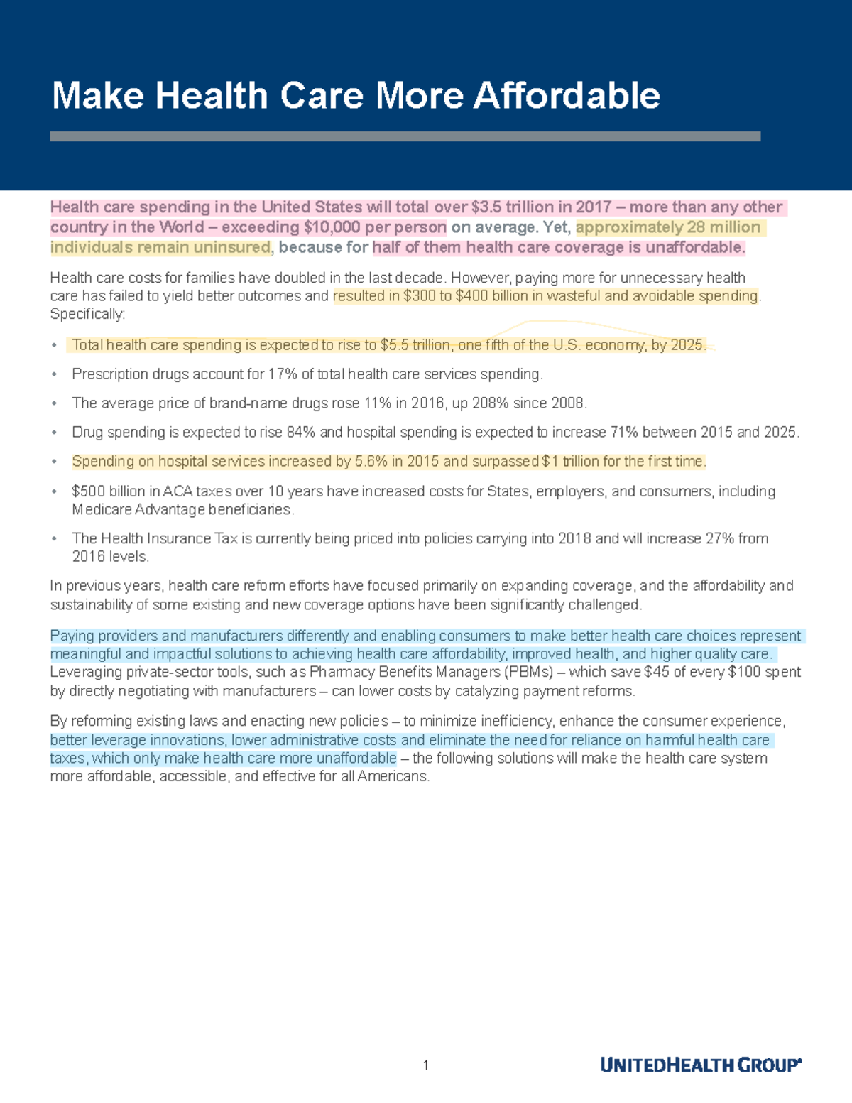 More Affordable Health Care - 1 Make Health Care More Affordable Health ...