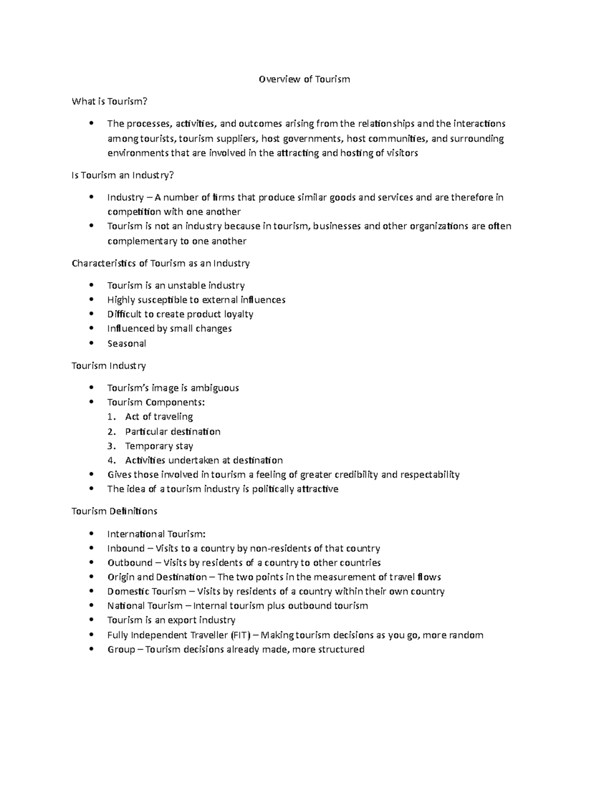 Overview of Tourism - Overview of Tourism What is Tourism? The ...