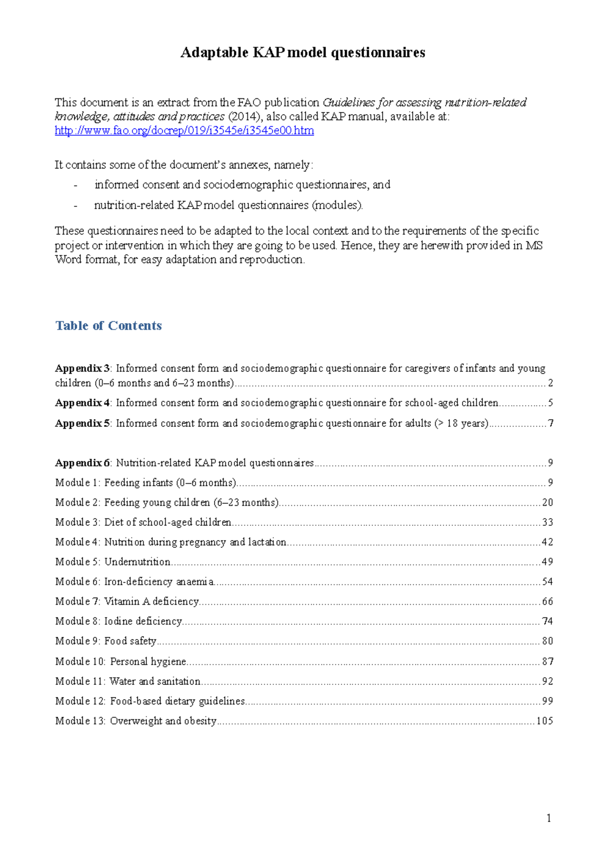 Adaptable KAP model questionnaires English - Adaptable KAP model ...