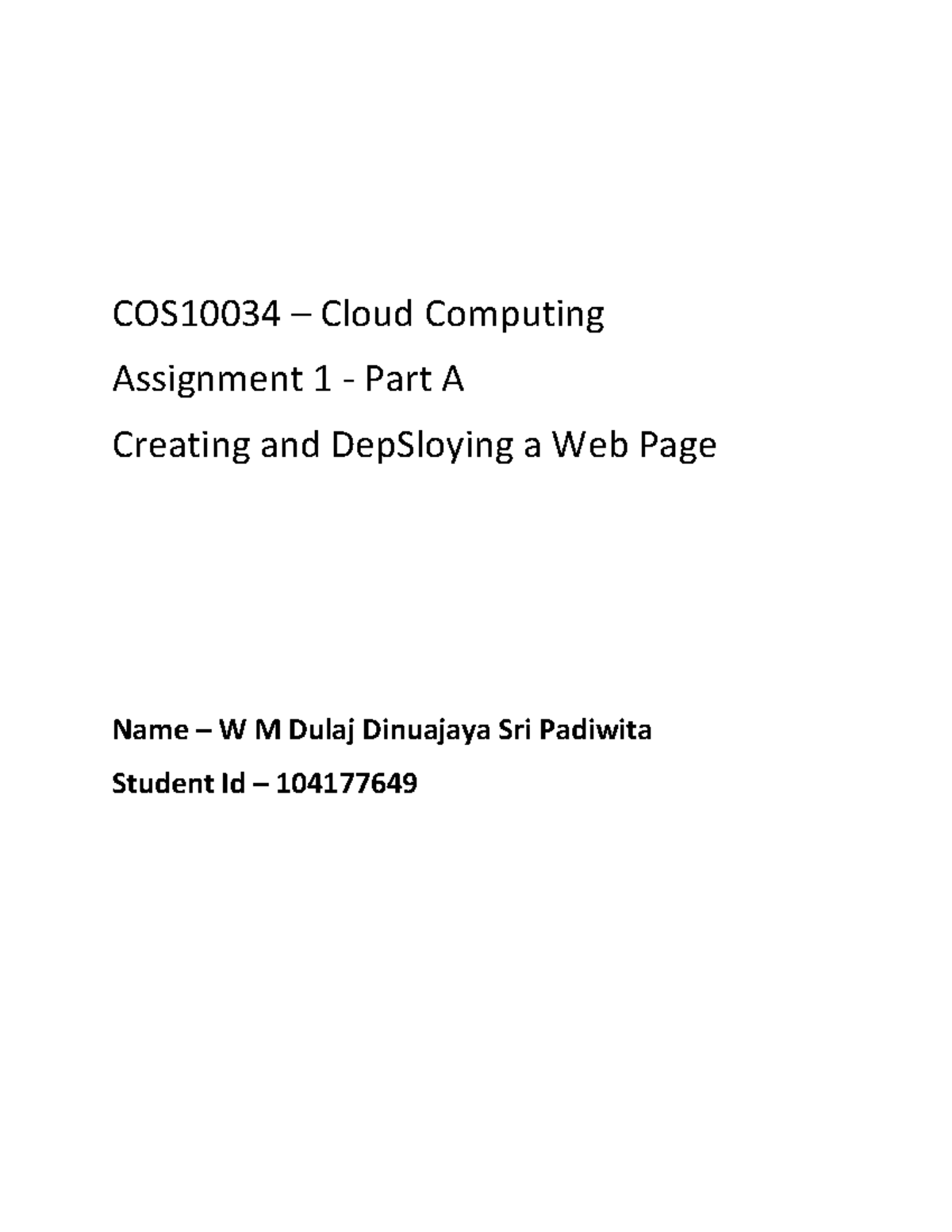 Assignment 1a Something Very Good Cos10034 Cloud Computing Assignment 1 Part A Creating