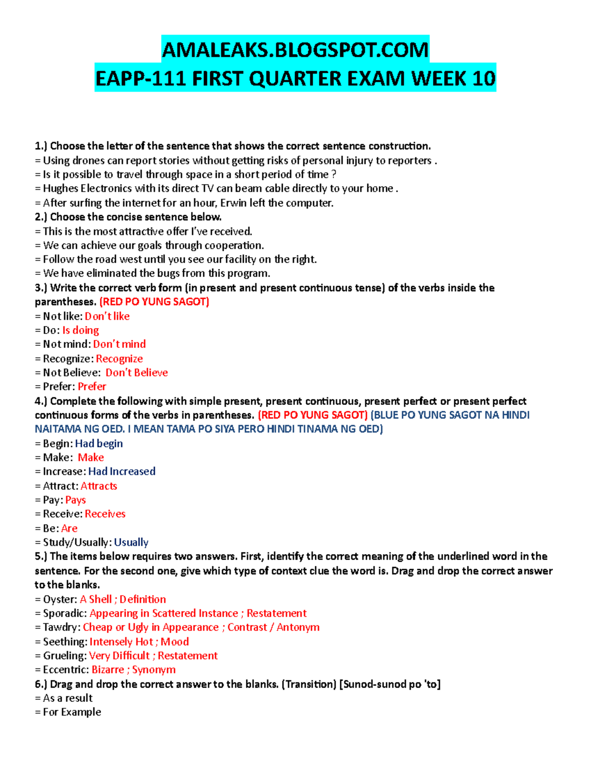 [ Amaleaks. Blogspot.COM] EAPP-111 Week 10 First Quarter Exam ...