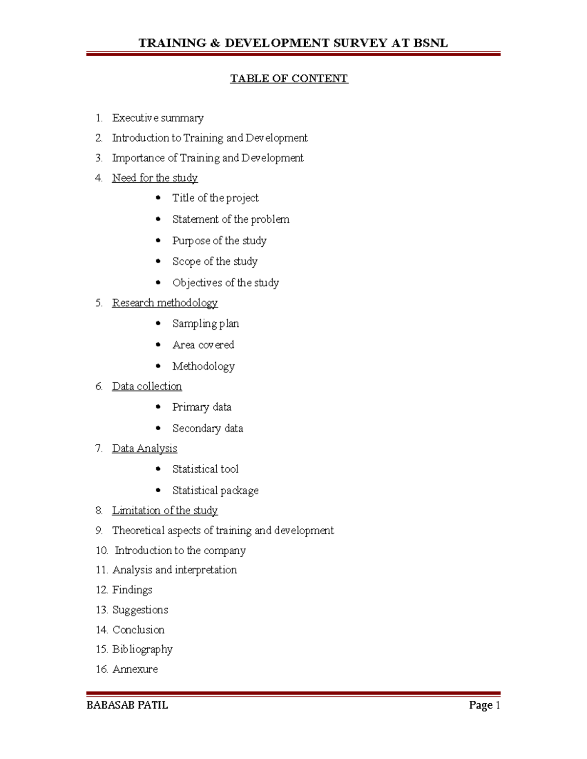 BSNL MBA Final Year Report 2021-2022 - masters in business ...