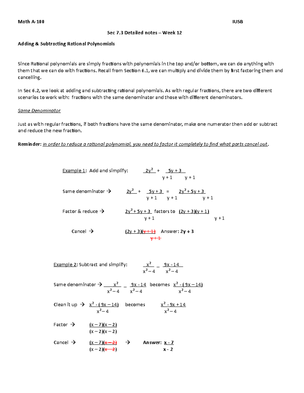 Sec. 7.3 Detailed notes - Week 12 - Math A-100 IUSB Sec 7 Detailed ...