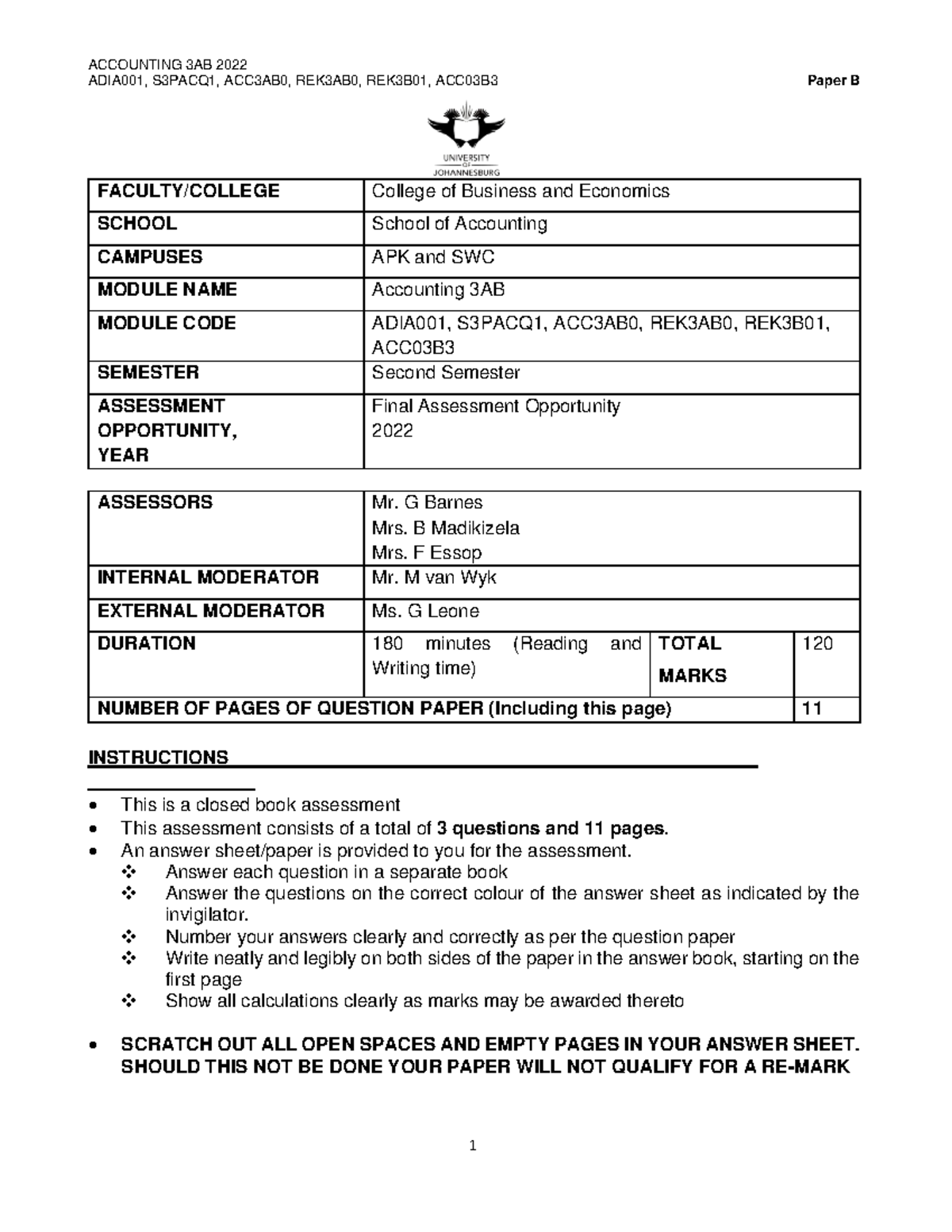 21910542 - ADIA001, S3PACQ1, ACC3AB0, REK3AB0, REK3B01, ACC03B3 Paper B ...