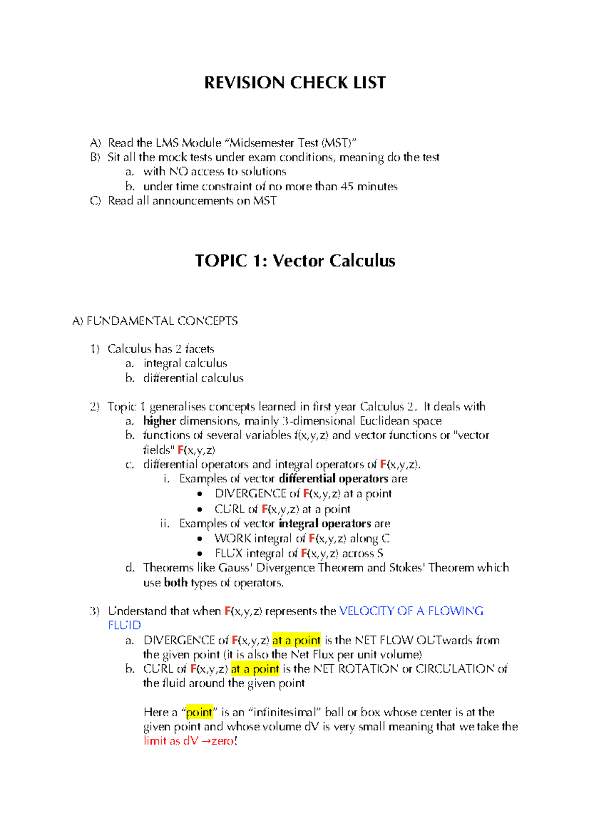 Revision MST Checklist-1 - REVISION CHECK LIST A) Read the LMS Module ...