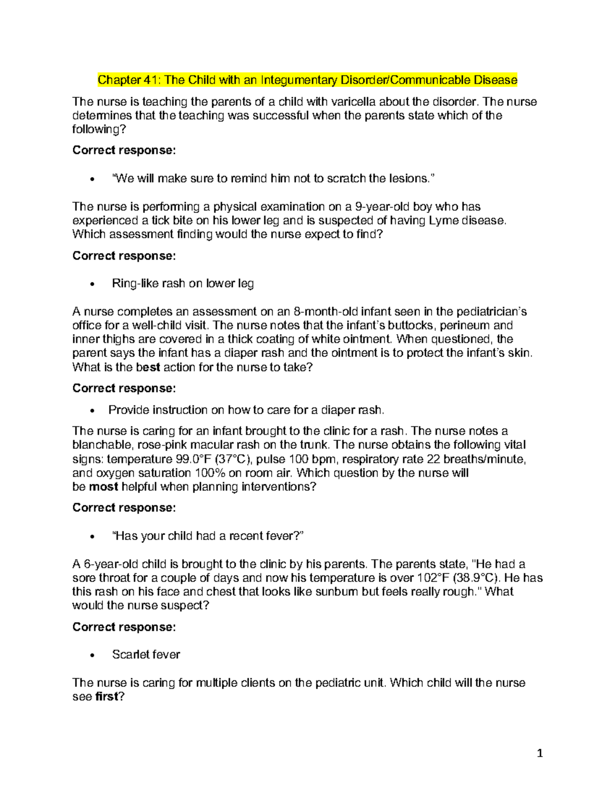 Chapter 41- The Child with an Integumentary Disorder:Communicable ...
