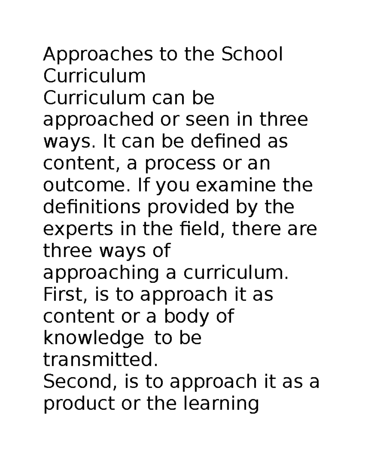 107 - Approaches to the school curriculum - Approaches to the School ...