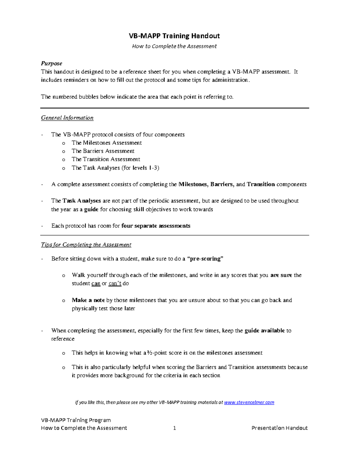 VB-MAPP-Administration - VB-MAPP Training Program VB-MAPP Training ...