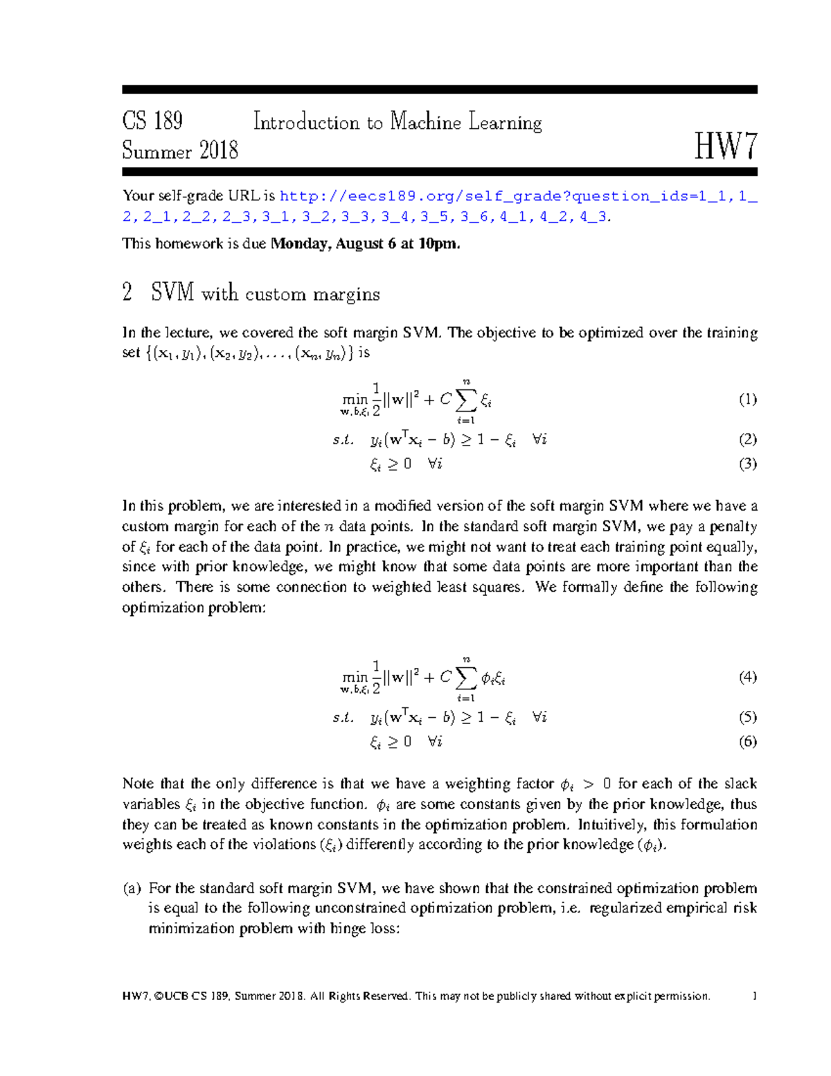 Hw07-sol - hw7 solution. - CS 189 Introduction to Machine Learning Summer 2018 HW7 Your self ...