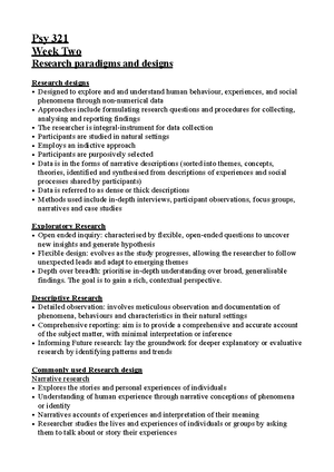 Week three PSY321 notes- Research methods (data collection, data ...