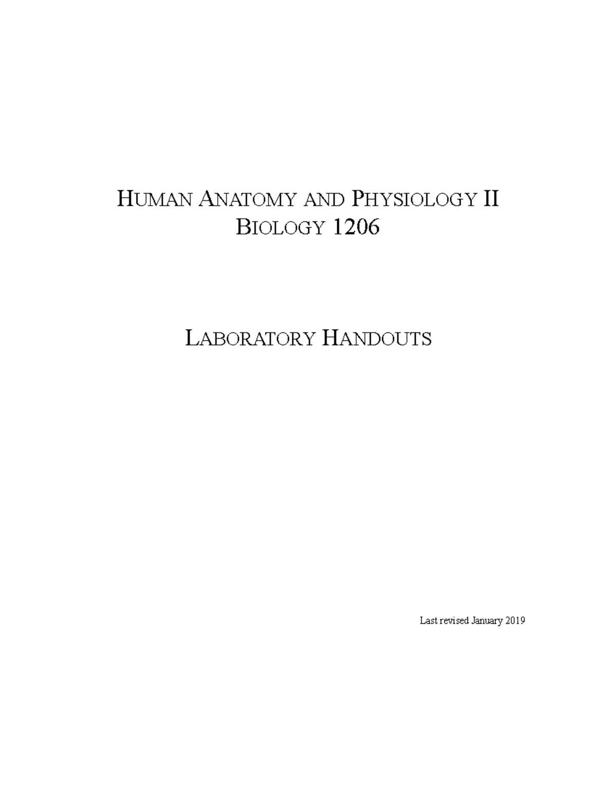 HAP II 1206 Lab Packet - HUMAN ANATOMY AND PHYSIOLOGY II BIOLOGY 1206 LABORATORY HANDOUTS Last ...