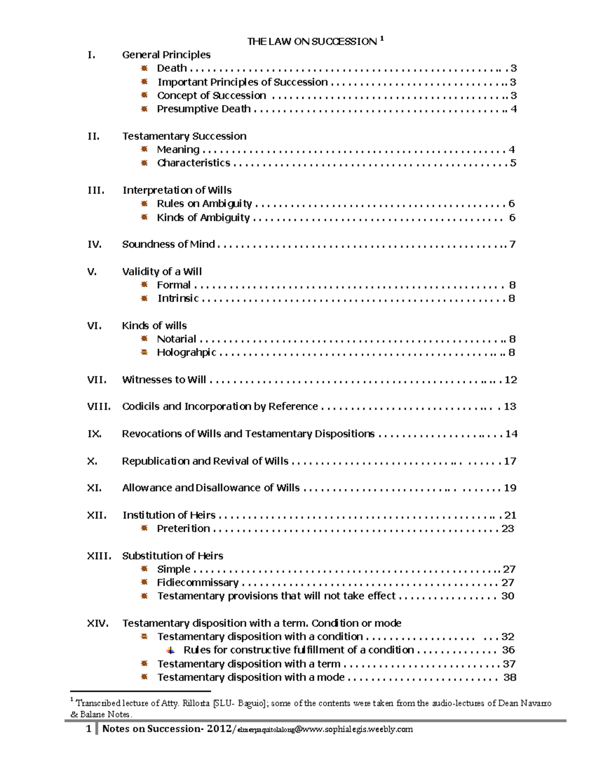 CC Volume III Succession - I. General Principles 1 Transcribed lecture ...