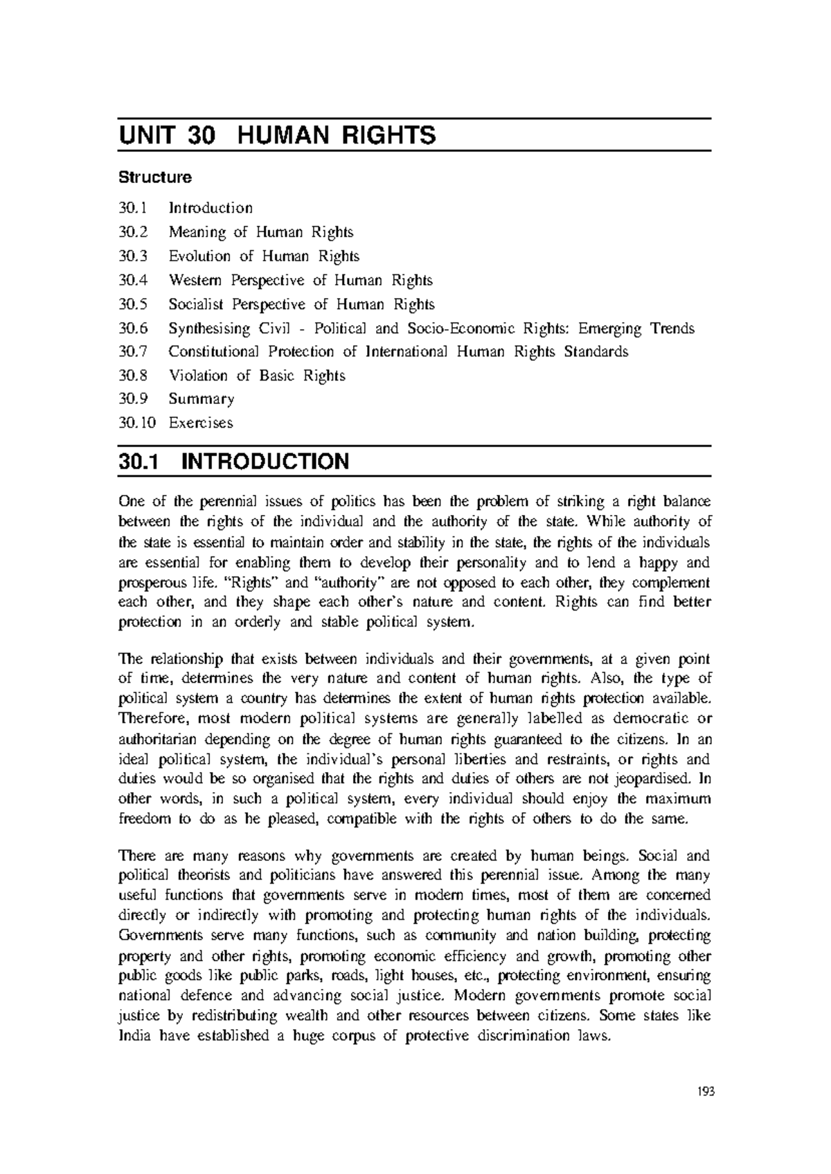 Unit-30 - Unit 30 of MPS004 - UNIT 30 HUMAN RIGHTS Structure 30 ...
