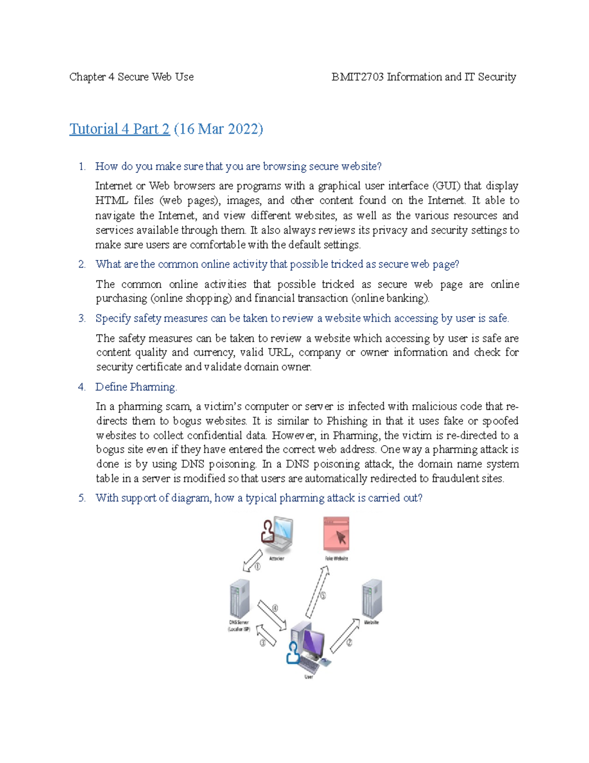 Tutorial 4 Part 2 (answer) - Chapter 4 Secure Web Use BMIT2703 Information and IT Security ...