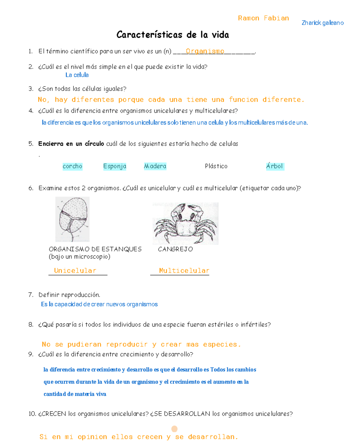 Ramon Fabian - Characteristics of Life Spanish - Características de la ...