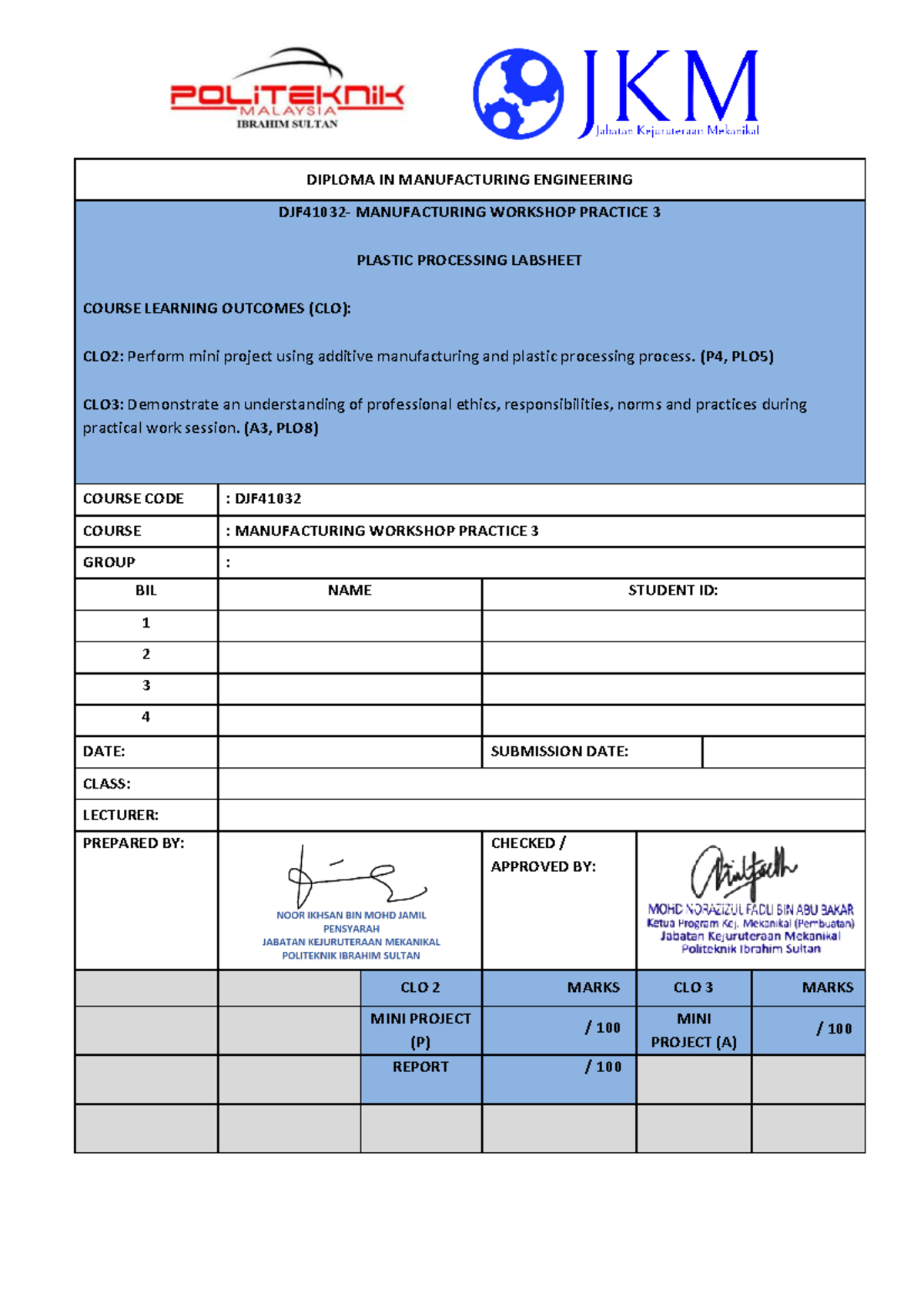 Labsheet Injection Molding Latest - DIPLOMA IN MANUFACTURING ...