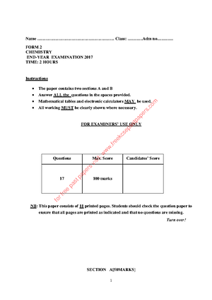Chem FLOW Charts - CHEM PAPER - Compiled and supplied online by ...