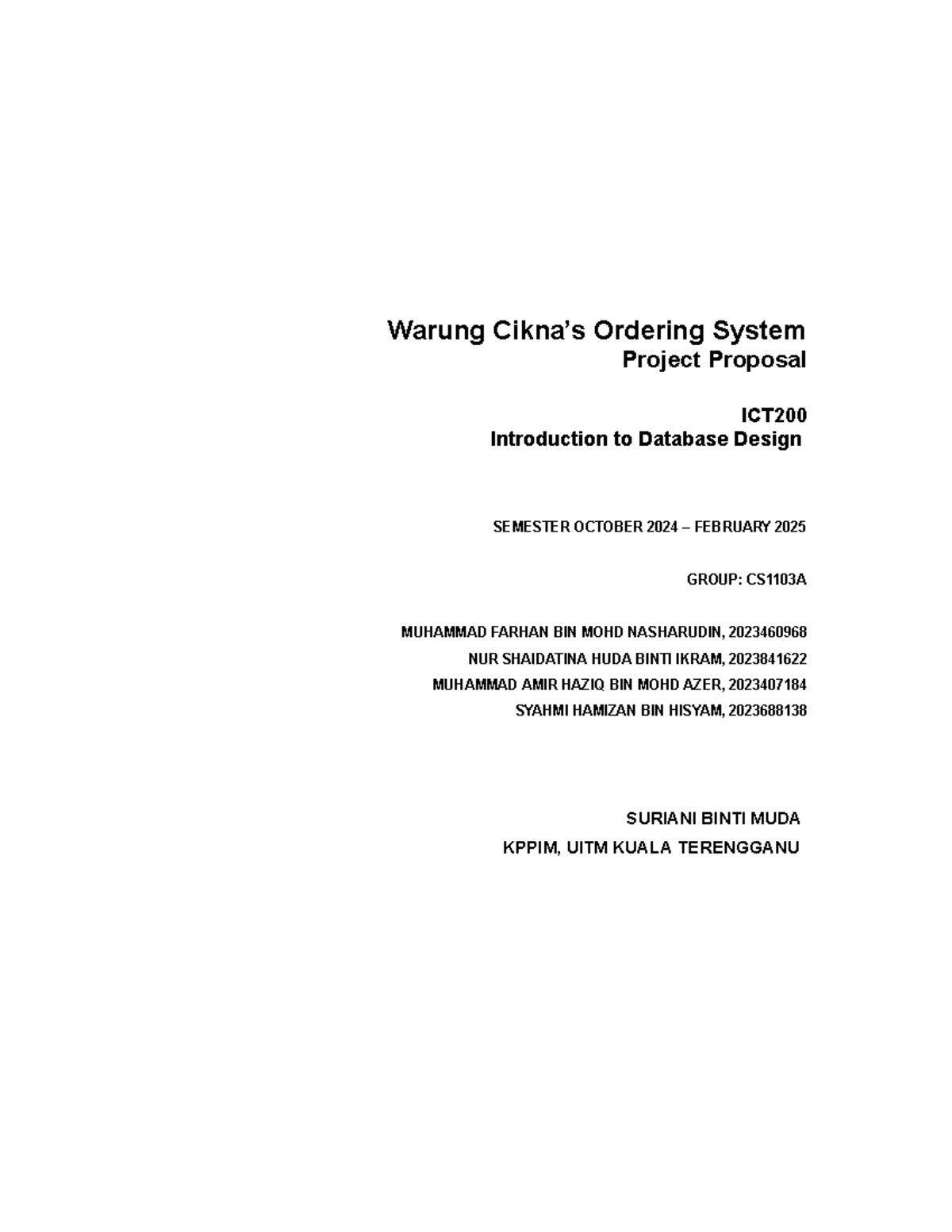 Proposalict 200 - this is a contoh for proposal ICT200 UiTM students ...