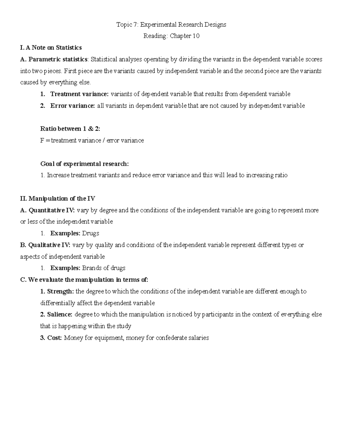 Lecture 7 Experimental Designs - Topic 7: Experimental Research Designs ...