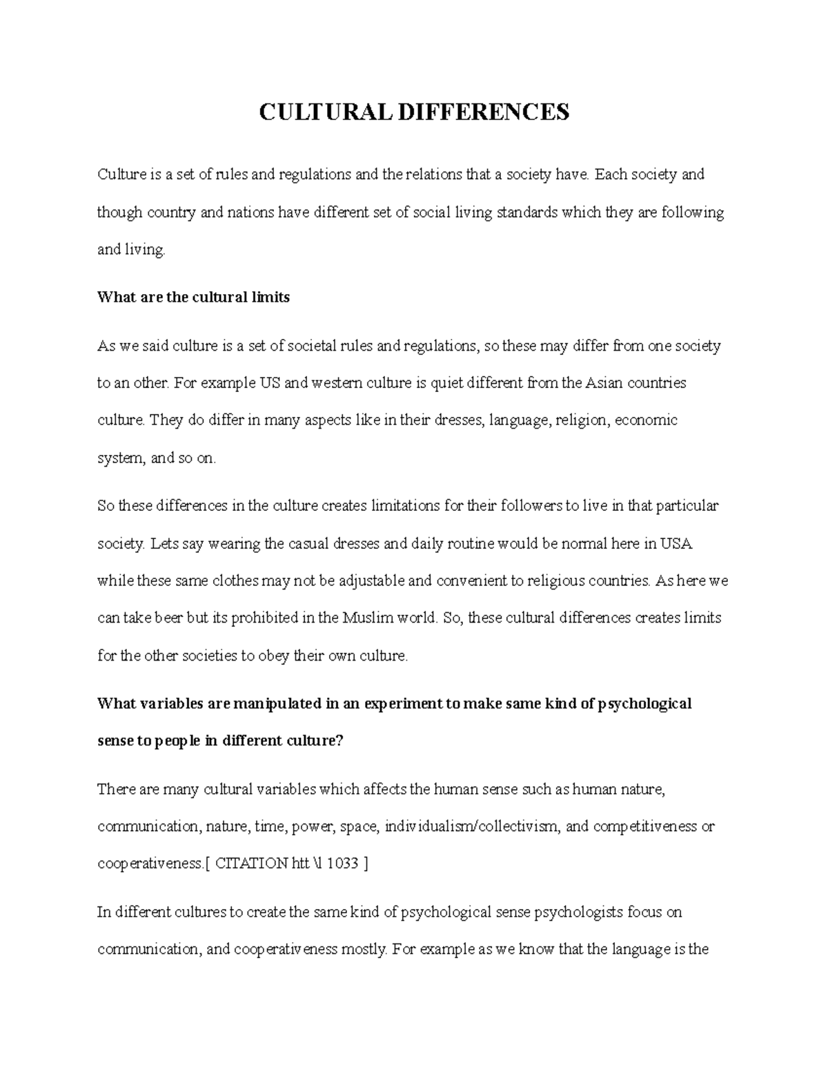 Cultural differences copy - CULTURAL DIFFERENCES Culture is a set of ...