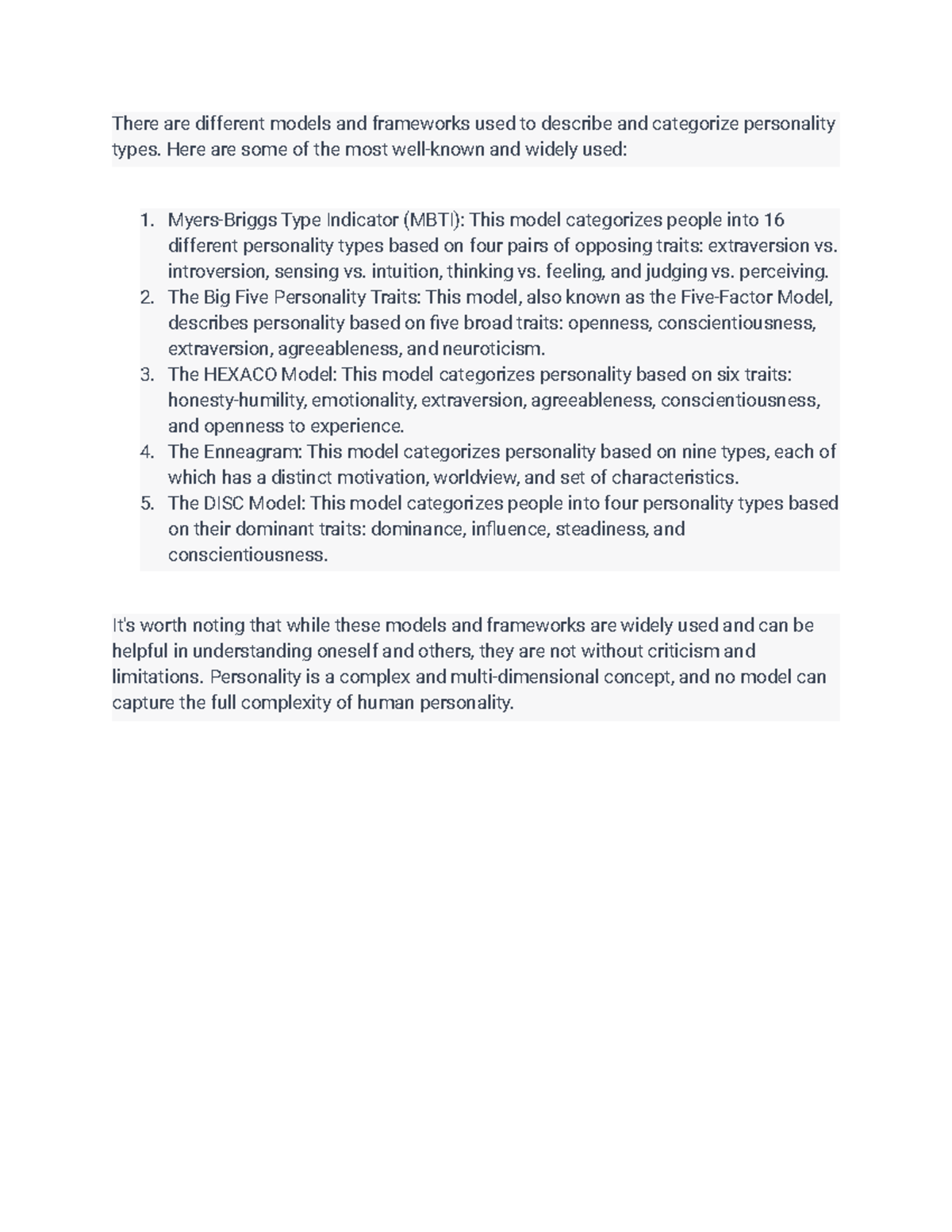 Personality Types - short summary of the issue in essay form - There ...